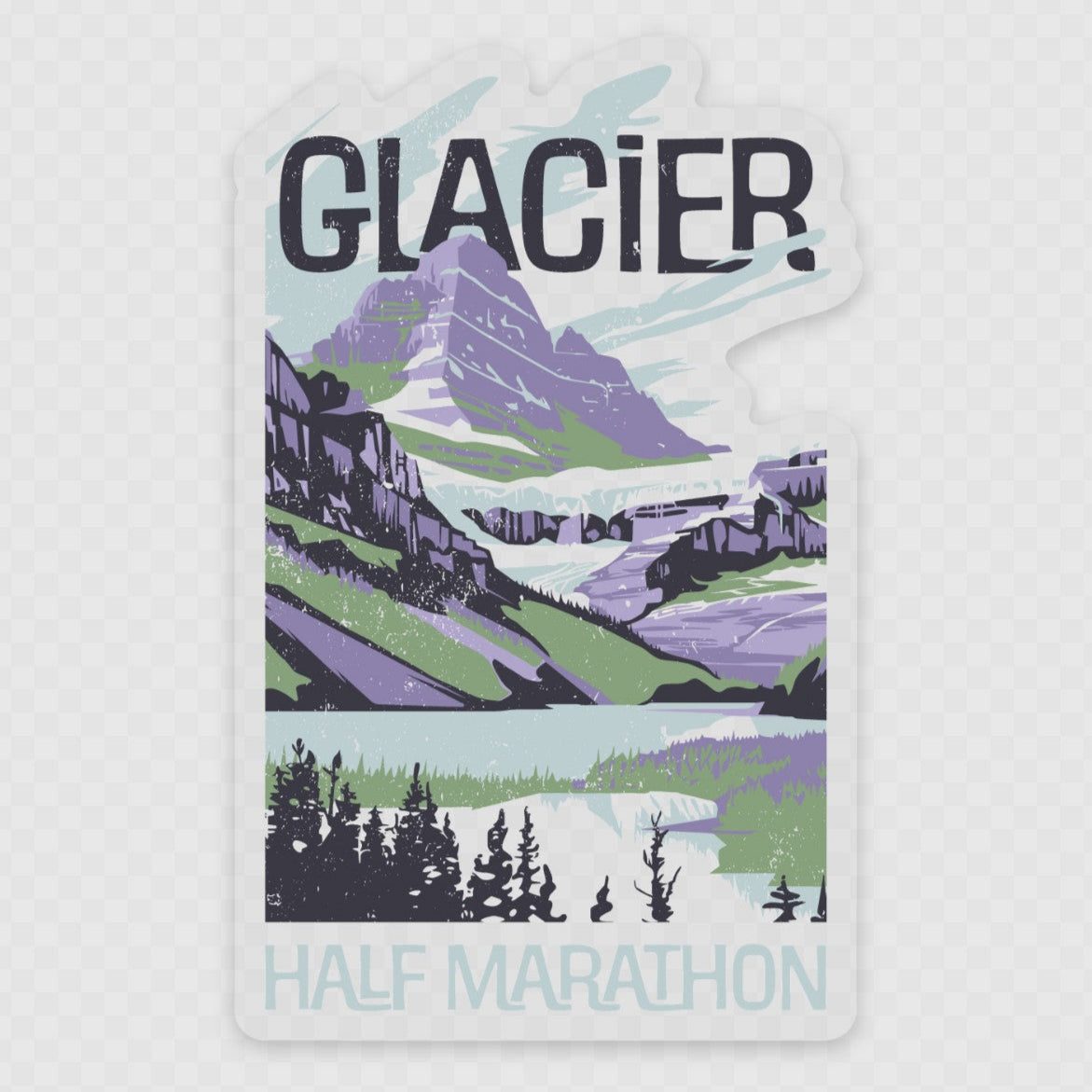 Glacier Half Marathon Clear Stickers – Vacation Races Merchandise