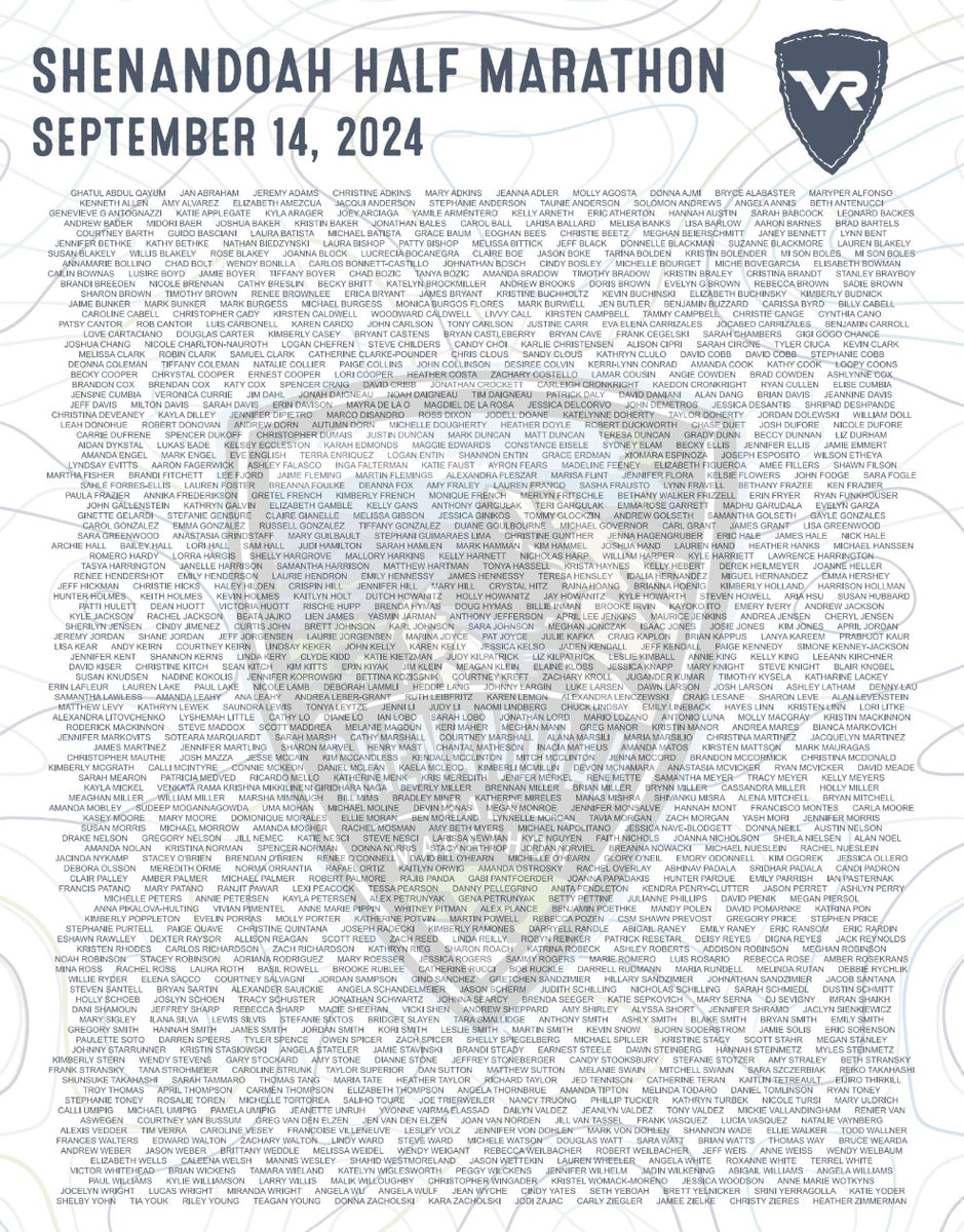 2024 Shenandoah Half Marathon Name Poster – Vacation Races Merchandise