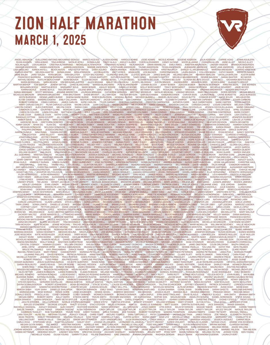 2025 Zion Half Marathon Name Poster – Vacation Races Merchandise